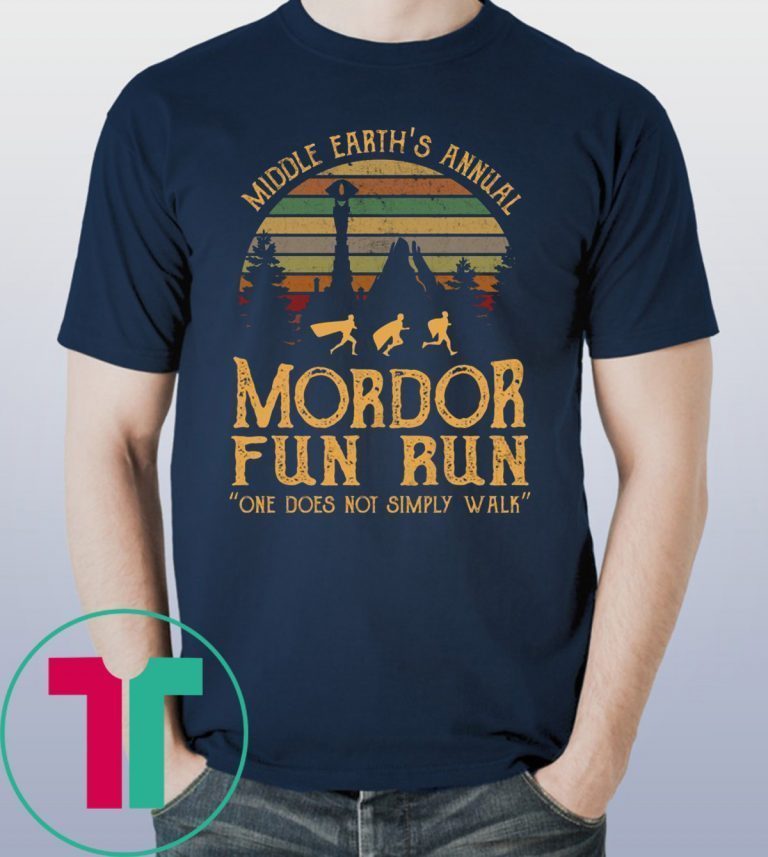 Middle earth’s annual mordor fun run one does not simply walk vintage shirt